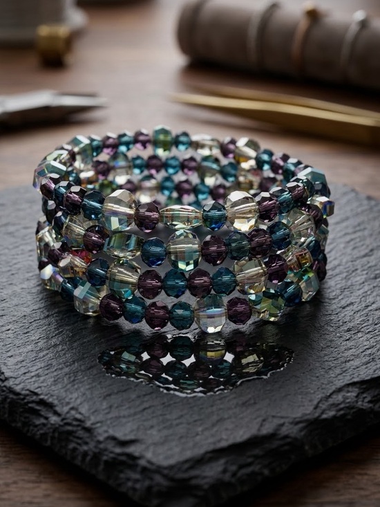 Hand Crafted | Jewelry | Purple Blue Beaded Wrap Bracelet | Poshmark